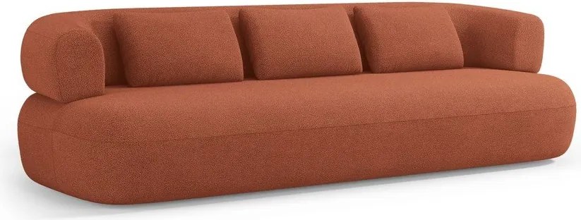 Pohovka z textilie bouclé v terakotové barvě 200 cm Jenny – Micadoni