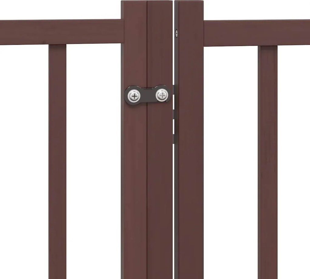 Zábrana pro psy s dvířky skládací 12 panelů hnědá 960 cm topol 3155748