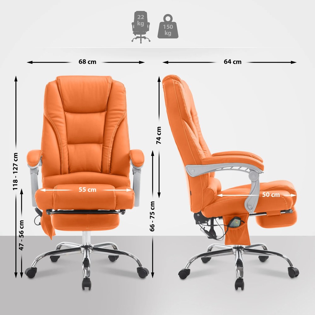 Kancelářská židle Pacific s masážní funkcí V2 – oranžová