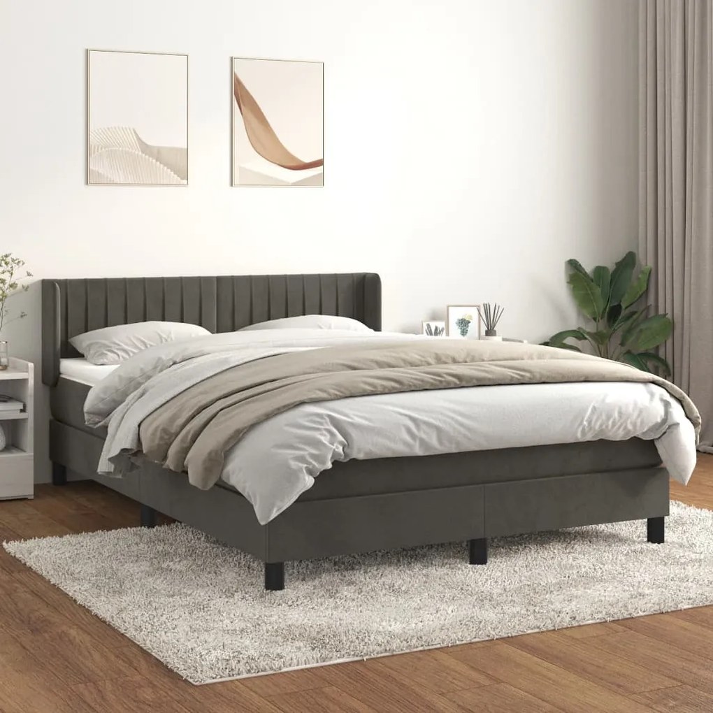 Box spring postel s matrací tmavě šedý 140 x 190 cm samet 3131076