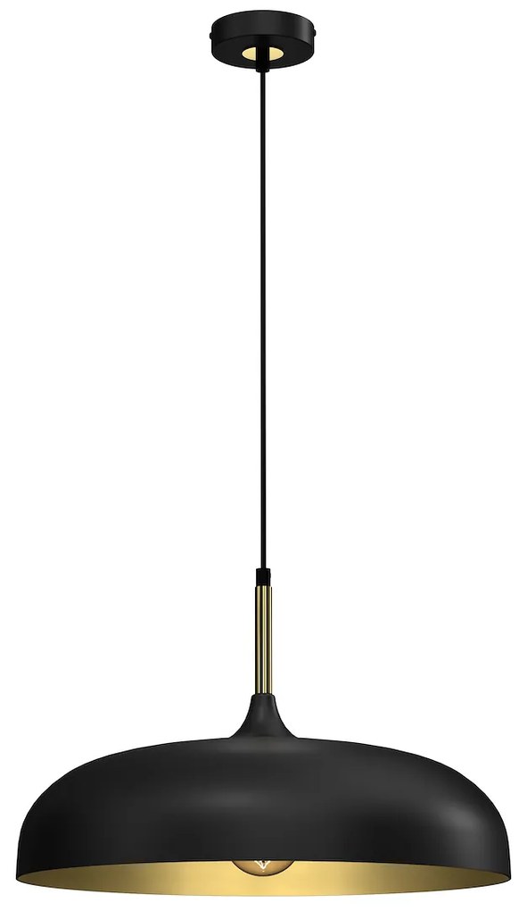 Závěsné svítidlo Lincoln, 1x zlaté/černé kovové stínítko, (fi 45cm), b/g