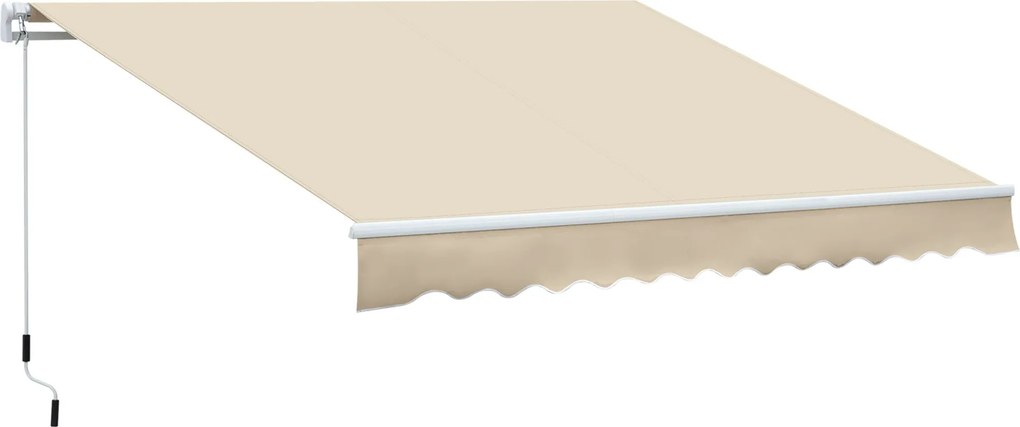 Outsunny Ruční Výsuvná Markýza 350x250 cm - Balkonová Markýza s Voděodolným a Antiv UV Kovovým Kličkem | Aosom