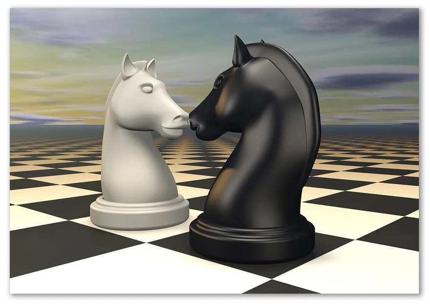 Wallmuralia Foto obraz sklo tvrzené Šachy koně 100x70 cm