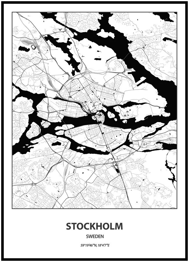 Plakát Mapa města (více variant měst) Rozměr plakátu: 30 x 40 cm, Město: Amsterdam