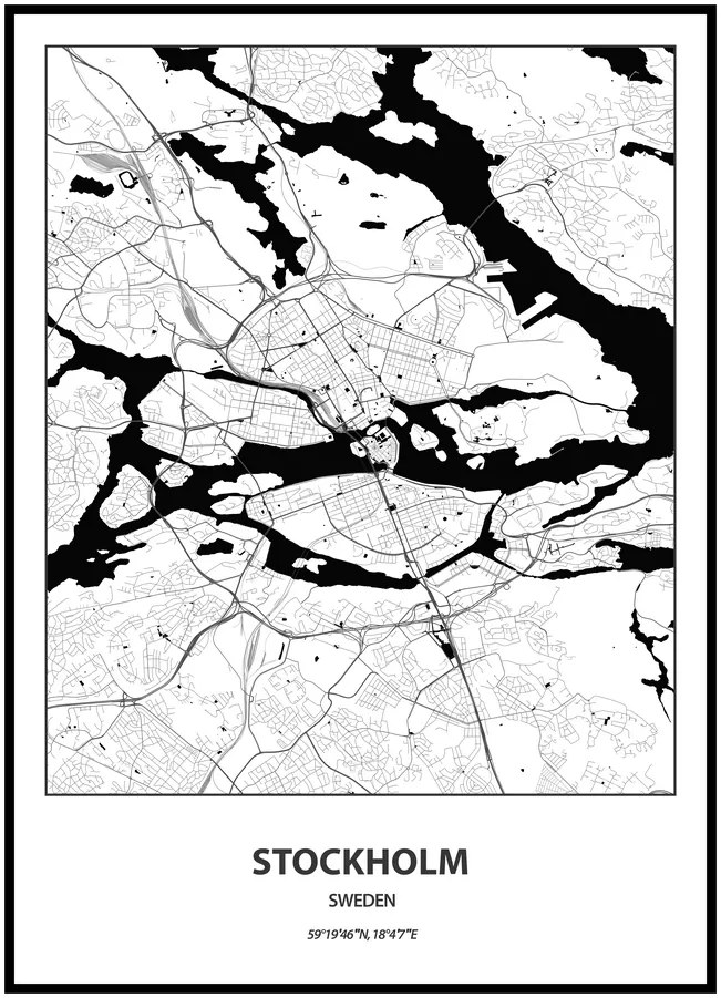 Plakát Mapa města (více variant měst) Rozměr plakátu: 30 x 40 cm, Město: Reykjavík