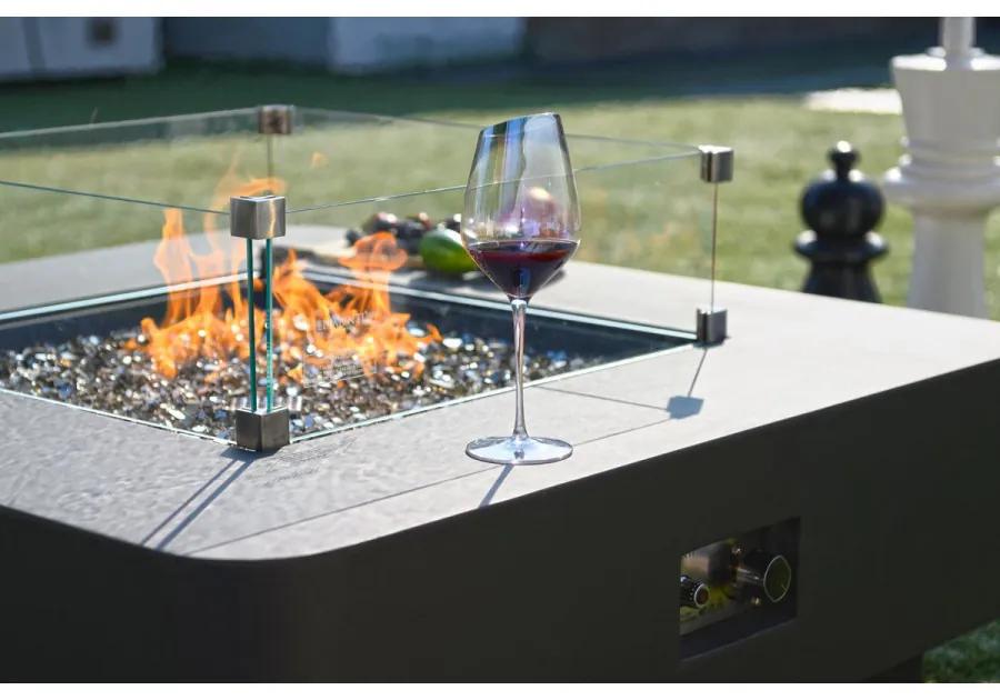 Luxusní stůl s plynovým ohništěm - BERGAMO - černý