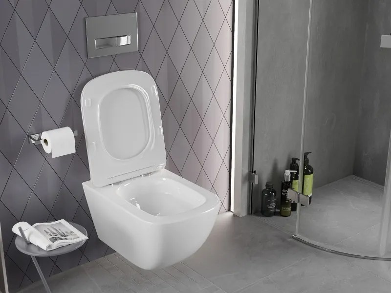 Mexen Timo, závěsná WC mísa 555x370x335 mm, Rimless Tornádo, bílá lesklá, 3365XX00T