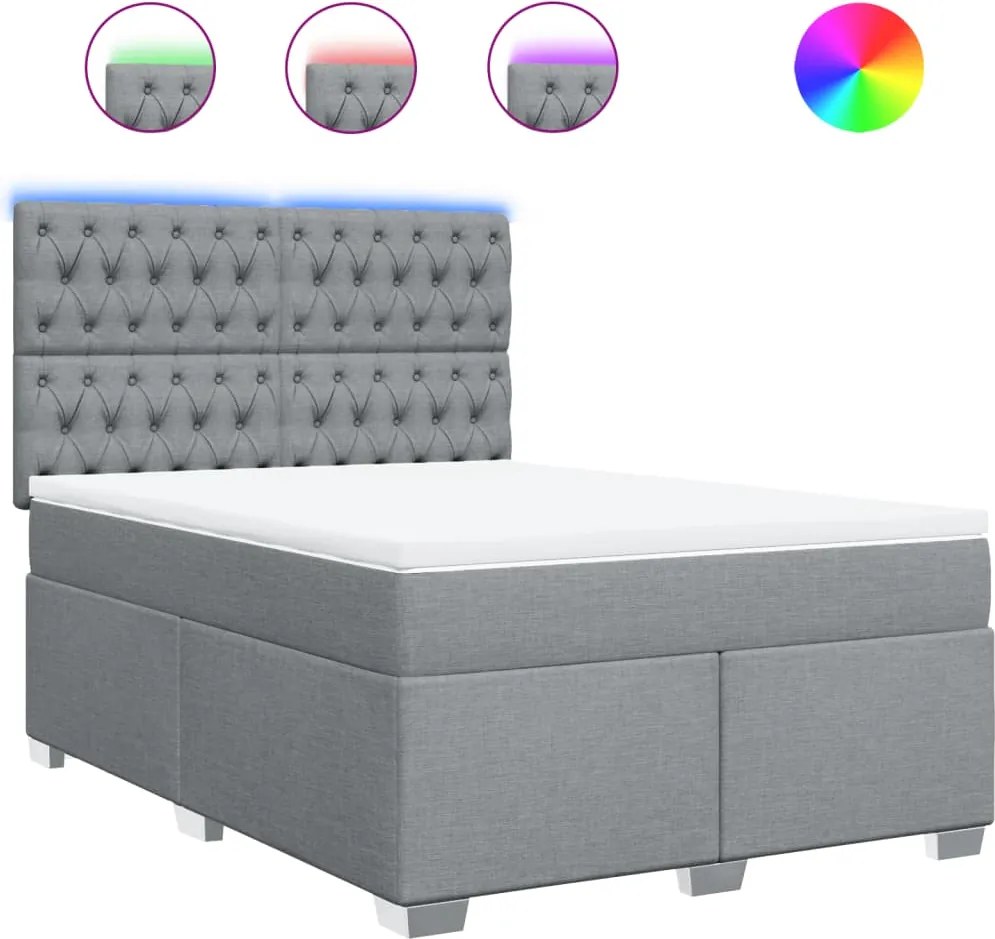 Box spring postel s matrací světle šedá 160 x 200 cm textil 3292846