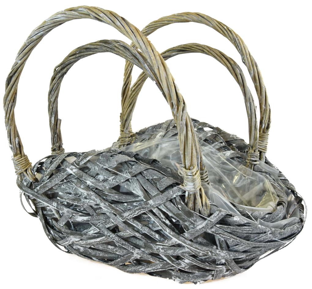 Vingo Proutěný květináč taška šedá s igelitovou vložkou Rozměry (cm): 34x15, v. 26