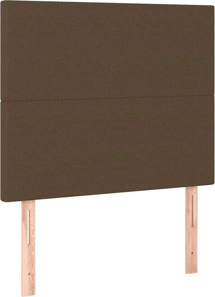 Čelo postele s LED tmavě hnědé 80x5x118/128 cm textil 3122121