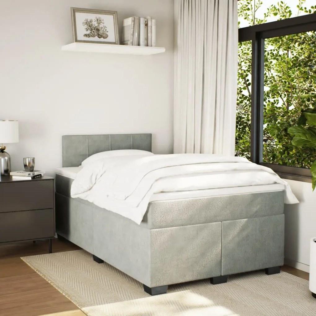 Box spring postel s matrací světle šedá 120 x 200 cm samet 3288582