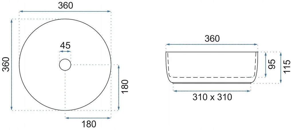 Rea Sami umyvadlo, 36 x 36 cm, bílá, REA-U1891