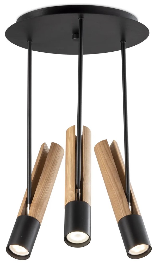 Light for home - Lustr na tyči 40908 "GLAZE WOOD", 3x35W, GU10, Černá