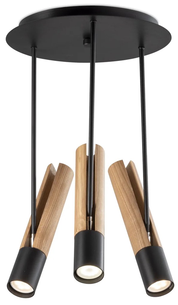 Light for home - Lustr na tyči 40908 "GLAZE WOOD", 3x35W, GU10, Černá