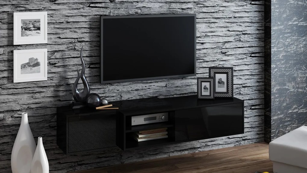 Cama Závěsný televizní stolek SIGMA 1 Provedení: Černý lesk