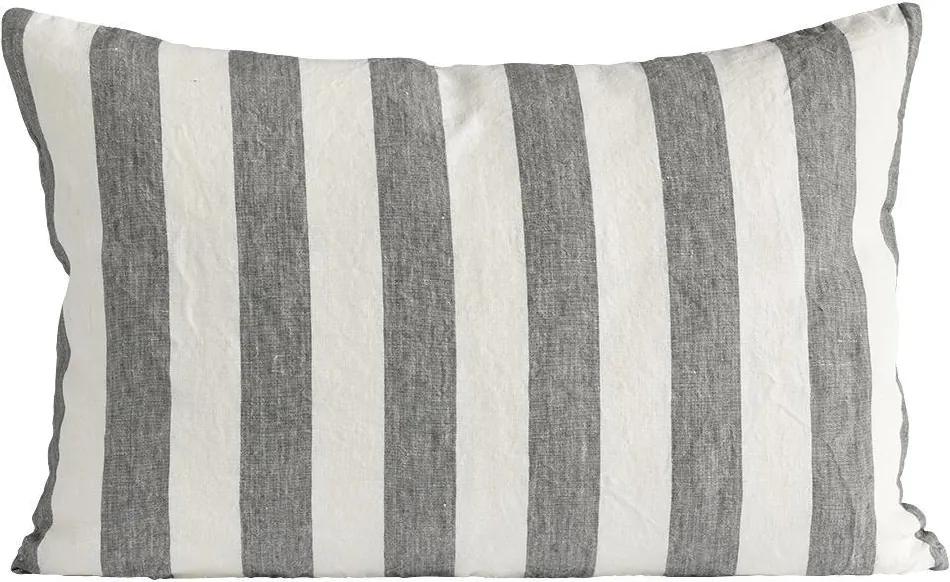 Tine K Home Lněný povlak na polštář Grey 40x60cm, šedá barva, bílá barva, textil