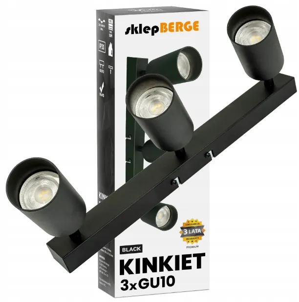 BERGE Stropní bodové svítidlo LED VIKI-X 3x GU10 - černé + 3x LED žárovka