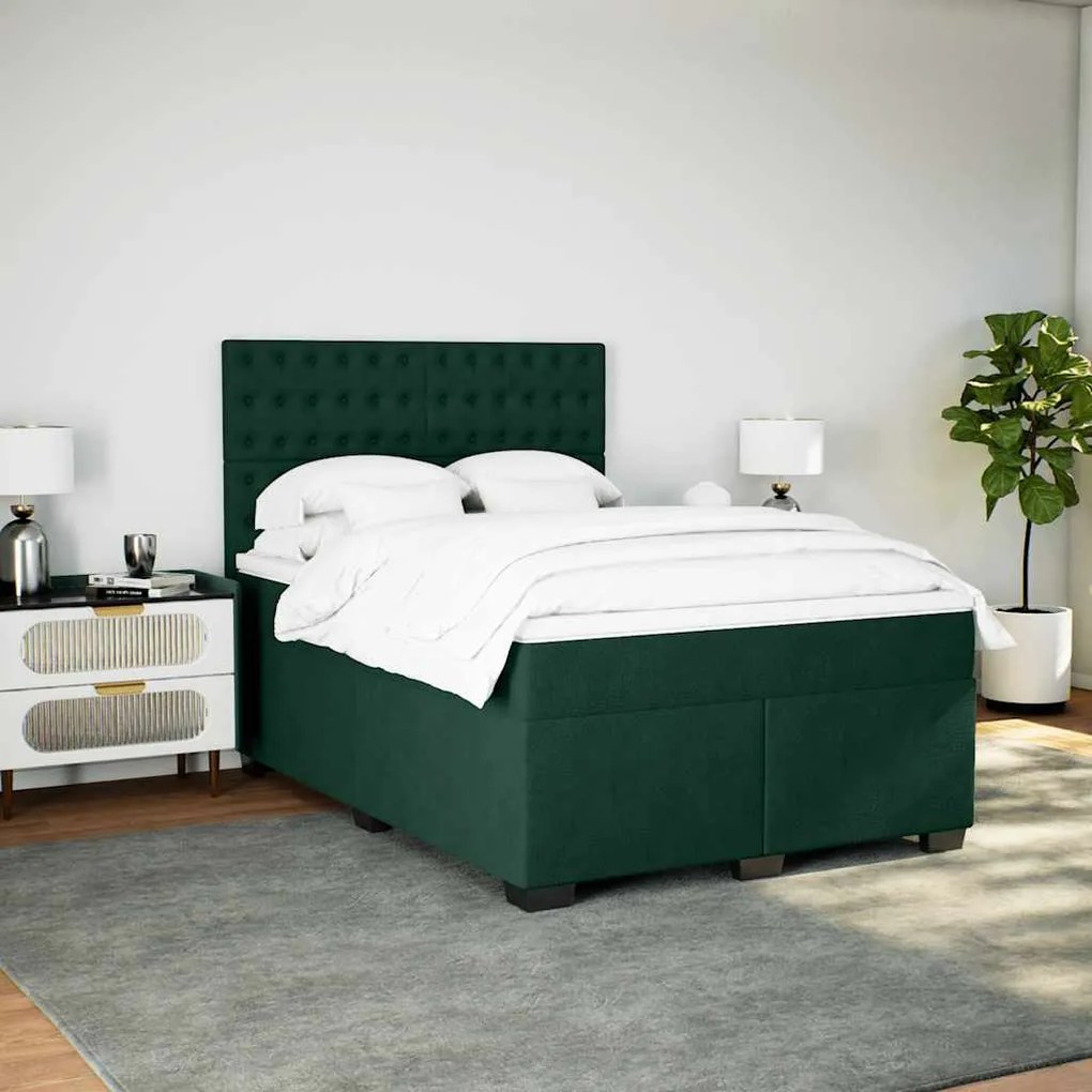 Box spring postel s matrací tmavě zelená 160x200 cm samet 3290969