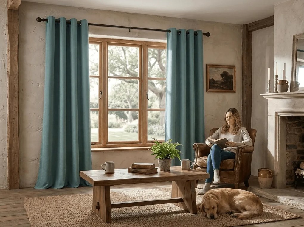 Zatemňovací závěs DREAM VELVET 140x270 cm, modrozelený Zavěšení: Řasící páska