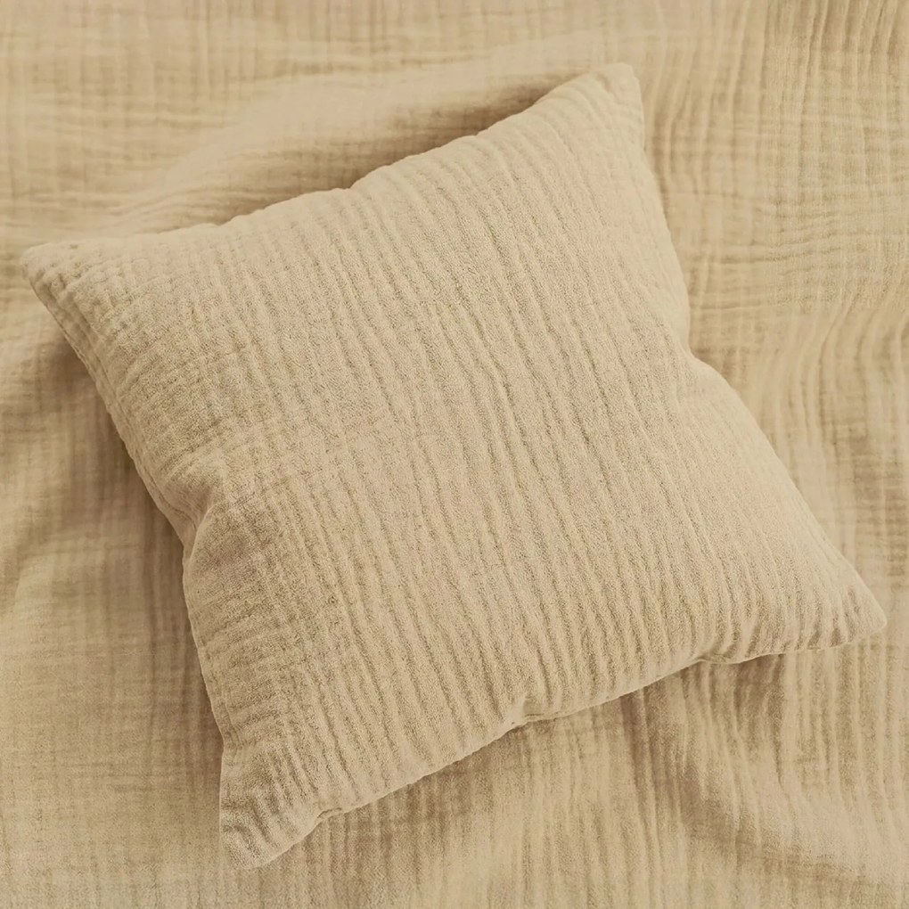 Celoroční mušelínový povlak na polštářek Sand - GOTS Velikost: 40 x 40