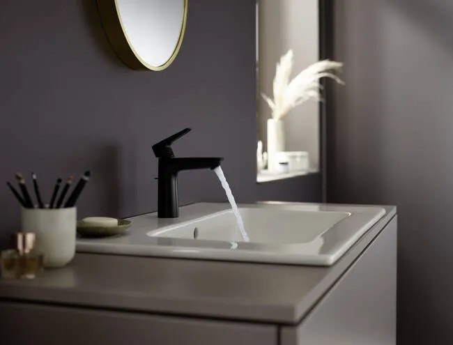 Hansgrohe Talis E, páková umyvadlová baterie 110 CoolStart s odtokovou soupravou s táhlem, černá matná, 71713670
