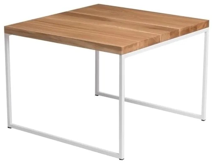Konferenční stolek Grafico 45x45, 15 mm, bílý kov/dub