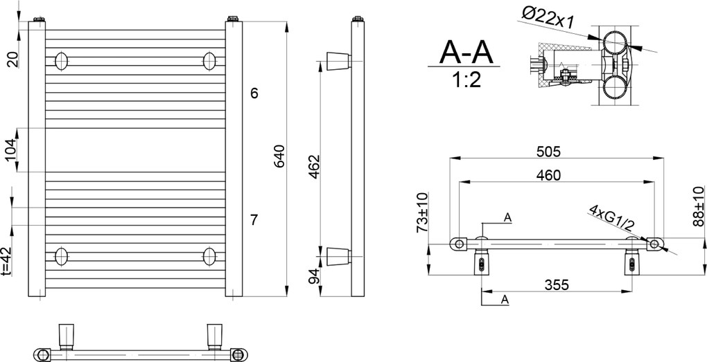 Aqualine DIRECT otopné těleso s bočním připojením 500 x 640 mm bílá ILR65T