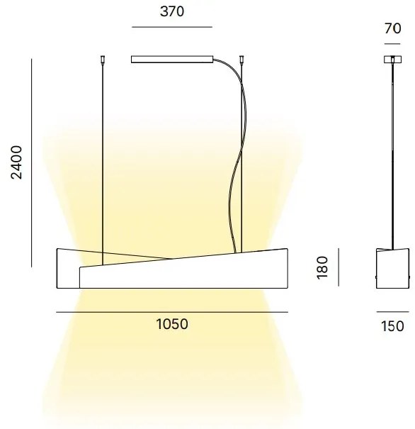 Quadrifoglio Group K16SPE0L00-007 Sveva, designové svítidlo nad jídelní stůl z bílého kovu, 40W LED 3000K stmívatelné DALI, délka 105cm