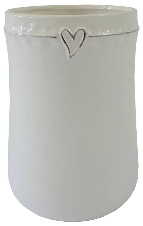 Keramická váza Stardeco bílá se srdíčkem 23 cm
