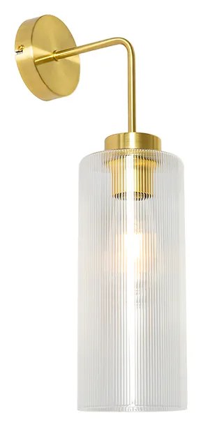 Nástěnná lampa v art deco stylu zlatá se sklem - Laura