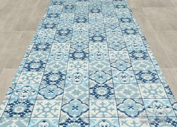 Breno Koupelnová pěnová předložka SOFTY-TEX 79828.5 modré dlaždice, šíře 65 cm, Modrá/Vícebarevné