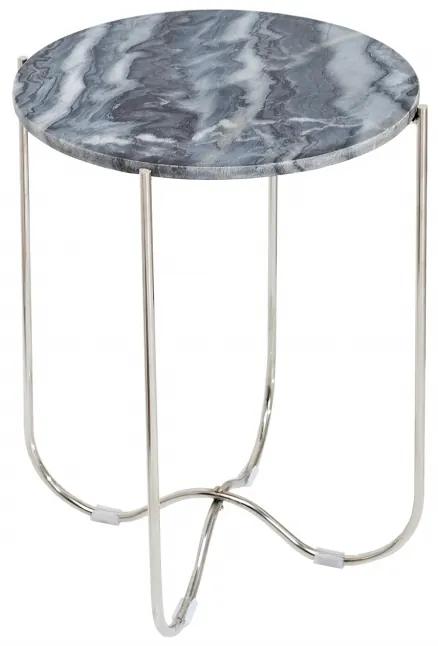 Inviro Odkládací stolek DASTON II šedý mramor/stříbrná