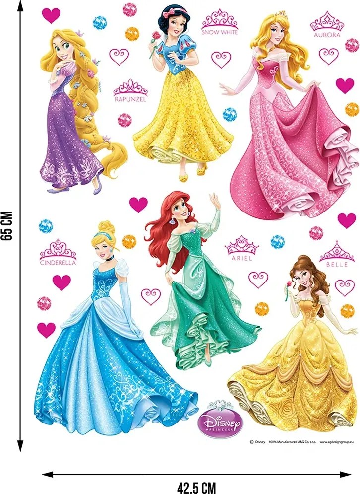 Dětská samolepka na zeď Tančící Princezny, Disney | 42.5 x 65 cm | DDK 1760