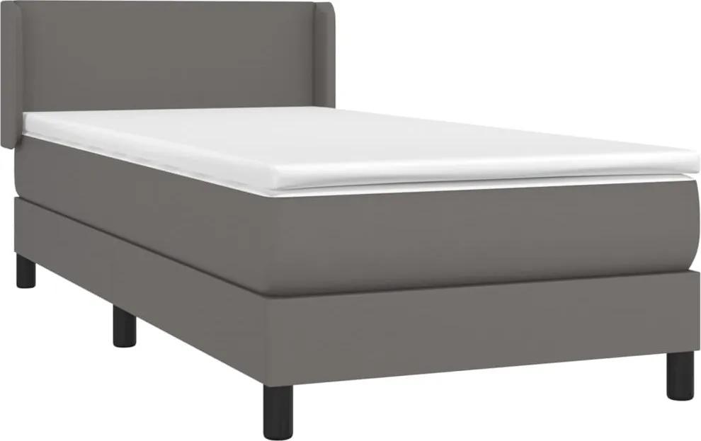 vidaXL Box spring postel s matrací 100x200 cm umělá kůže [3130647] Barva: Šedá