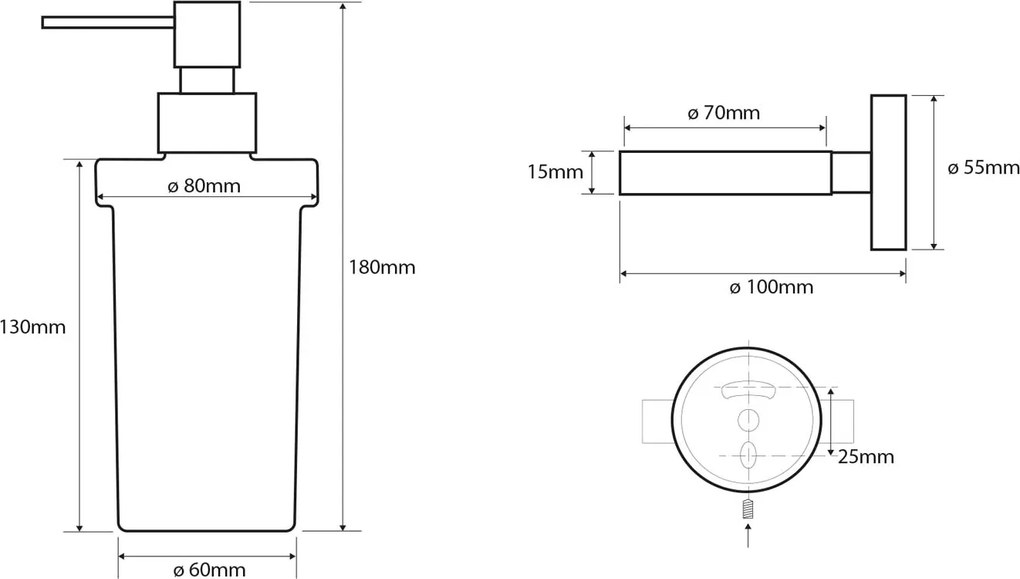 Sapho Sapho, X-ROUND závěsný dávkovač tekutého mýdla 230ml, mléčné sklo, chrom, XR101