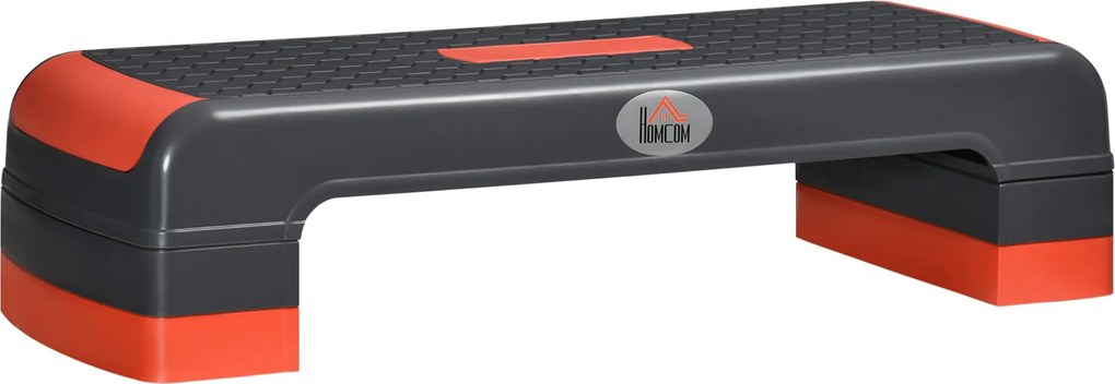 HOMCOM Aerobní Stepper s nastavitelnou výškou – Fitness domácí trenažér s 3 úrovněmi (10/15/20 cm) – Kapacita až 150 kg – 78 x 28 x 10-20 cm Červený |