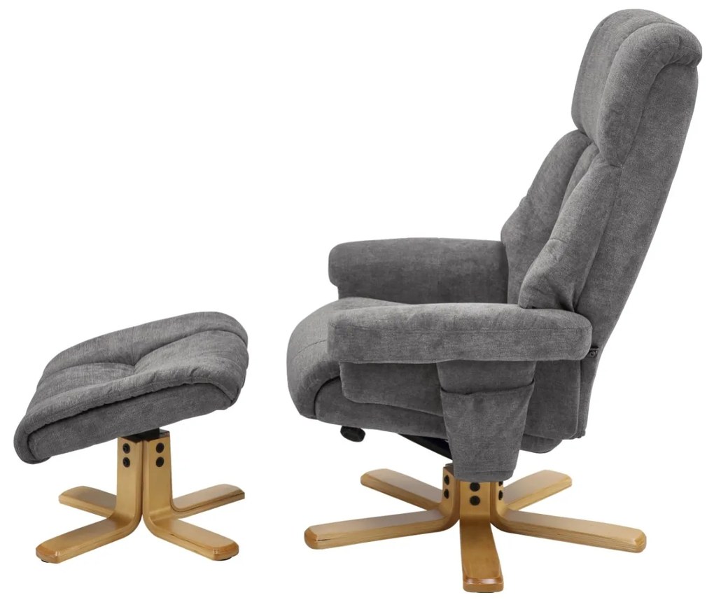 Sconto Relaxační křeslo s taburetem LINGEN šedá