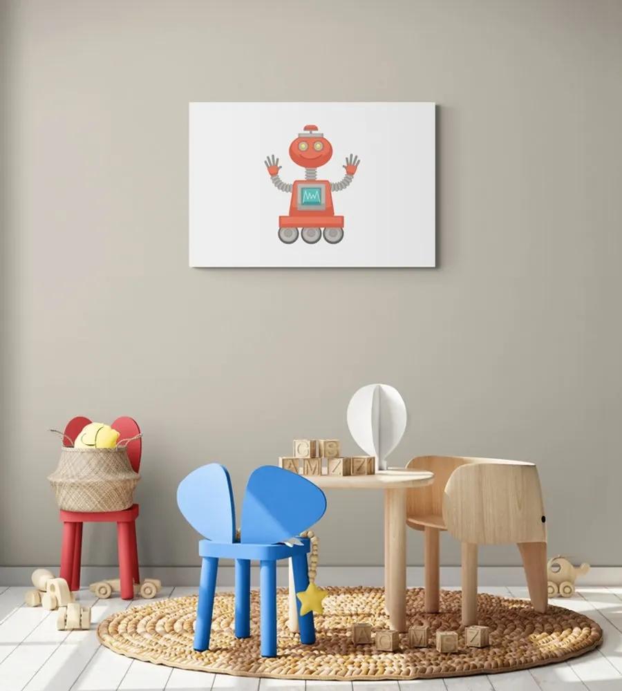 Obraz s motivem robota v červené barvě - 120x80 cm