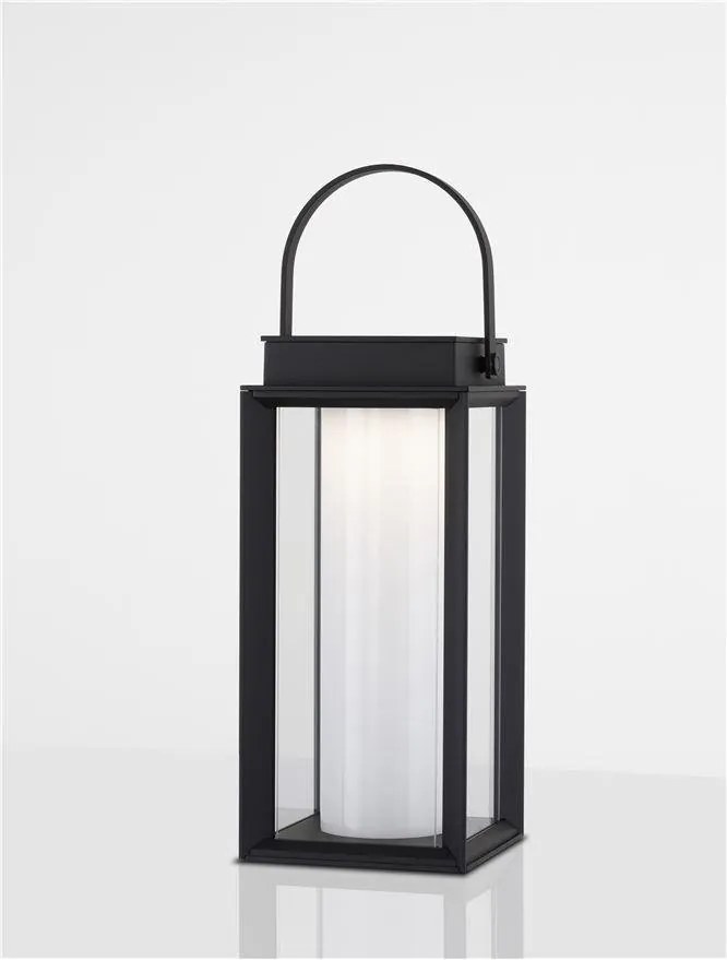 NV 9002862 Venkovní stolní lampa VERHAAL černý hliník a čiré sklo LED 2W 3000K 3,7V 360st. IP54 solární / USB kabel / vypínač na těle - NOVA LUCE