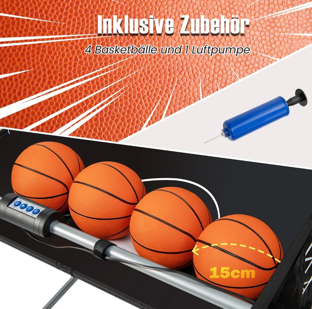Costway Basketball Machine Skládací basketbalová arkádová hra se 2 košíky, černý
