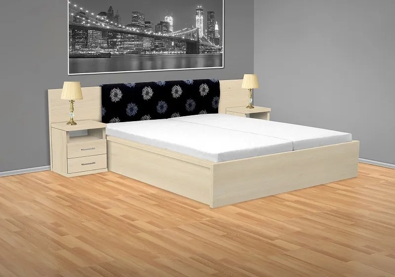 Manželská postel Gama s rošty barva lamina: bříza,excelentní zdravotní matrace 16 cm, čelo: krátké čelo, typ roštu: standardní rošty