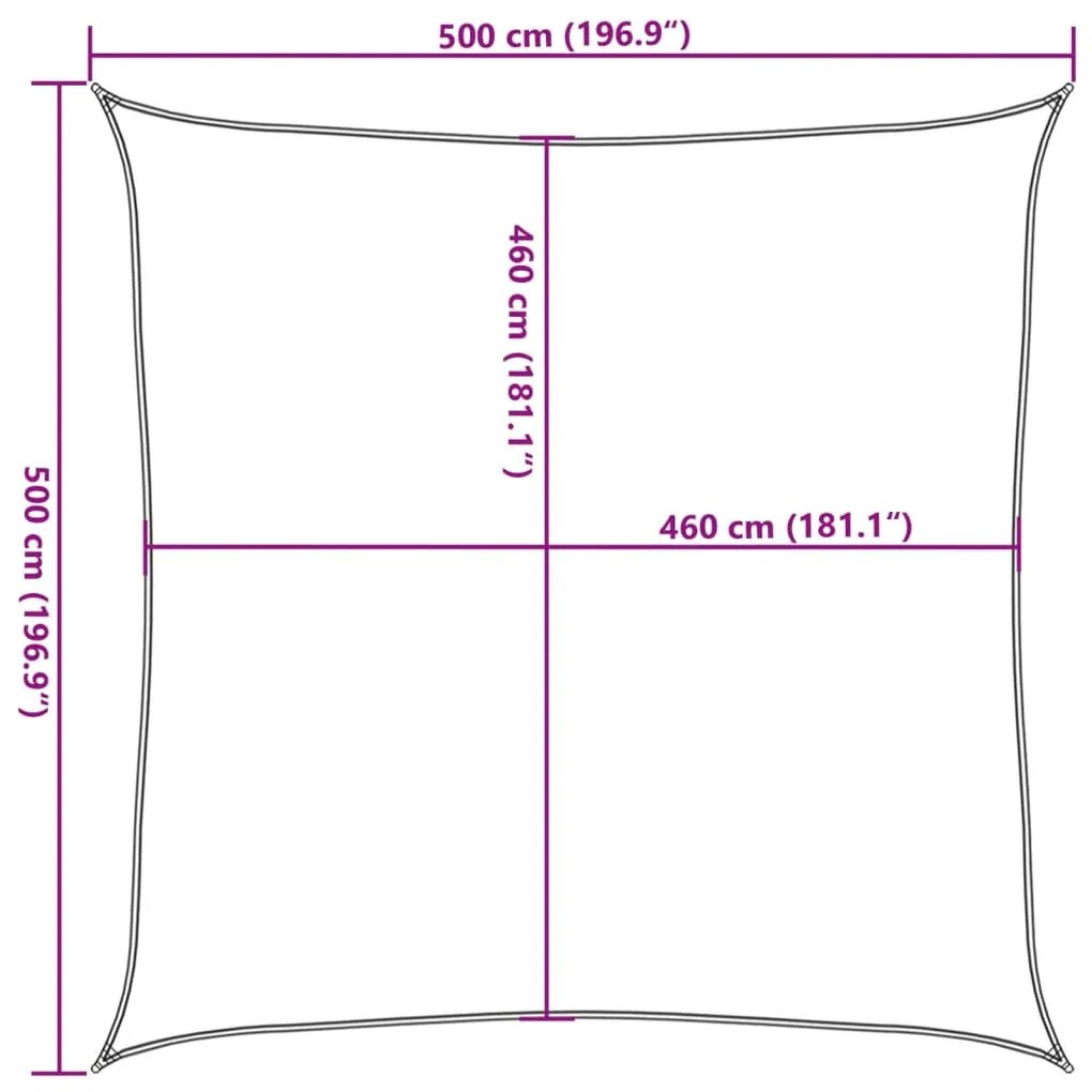 Stínicí Plachta Světle Šedá 5 X 5 M 100% Polyester Oxford