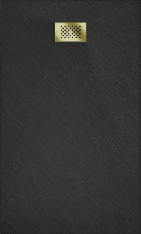 Mexen Hugo, obdélníková sprchová vanička SMC 160 x 80 cm, černá, zlatá krytka, 42708016-G
