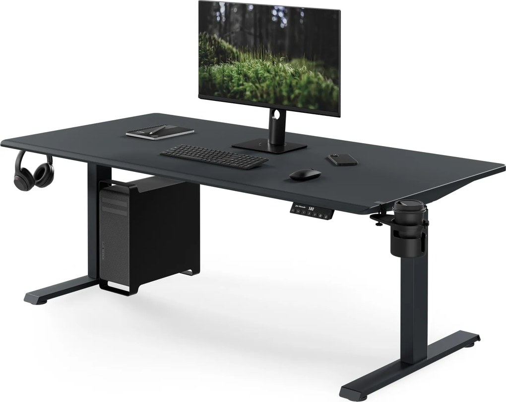 Elektrický stůl s regulací výšky ergonomický antracitový,1600x800 mm: ARIA