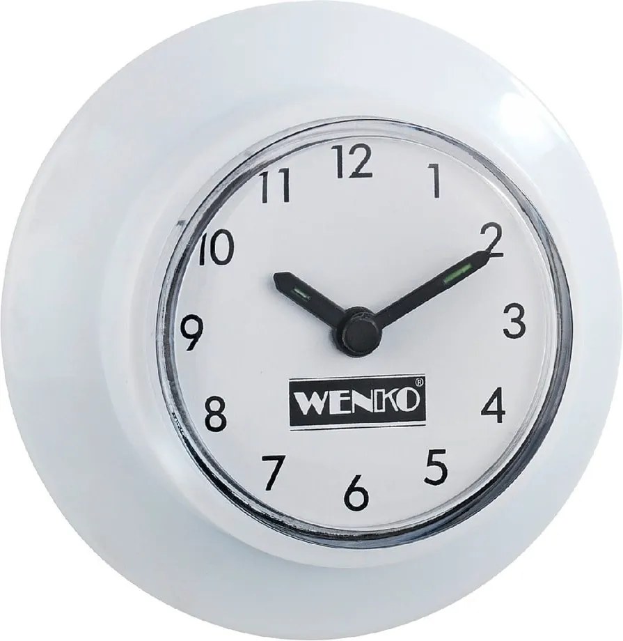 Bílé hodiny do koupelny bez nutnosti vrtání Wenko Wall Clock