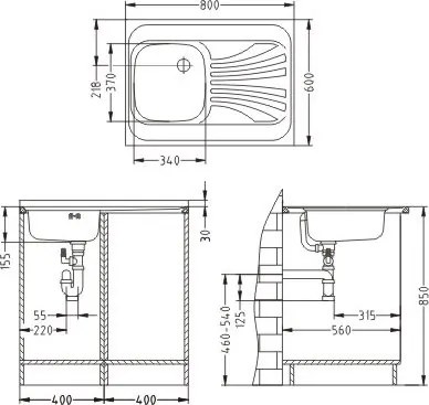 Casarredo - Komfort nábytek Nerezový dřez CLASSIC 30X celoplošný levý s rámem