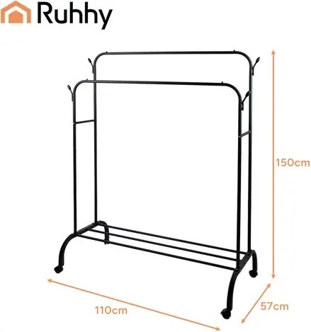 Dvojitý věšák na oblečení na kolečkách