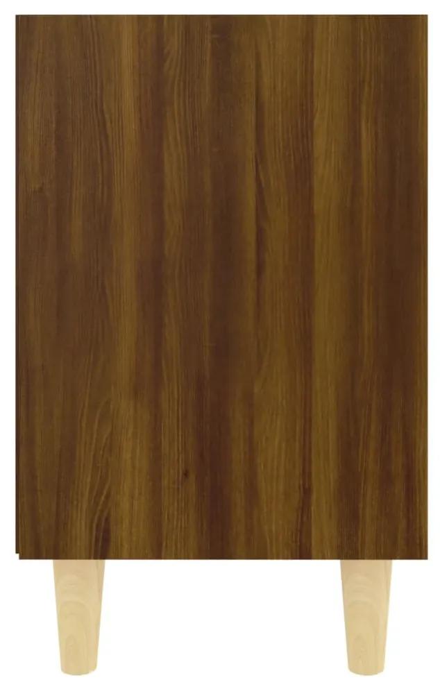 Noční stolek masivní dřevěné nohy hnědý dub 40 x 30 x 50 cm - Default Title