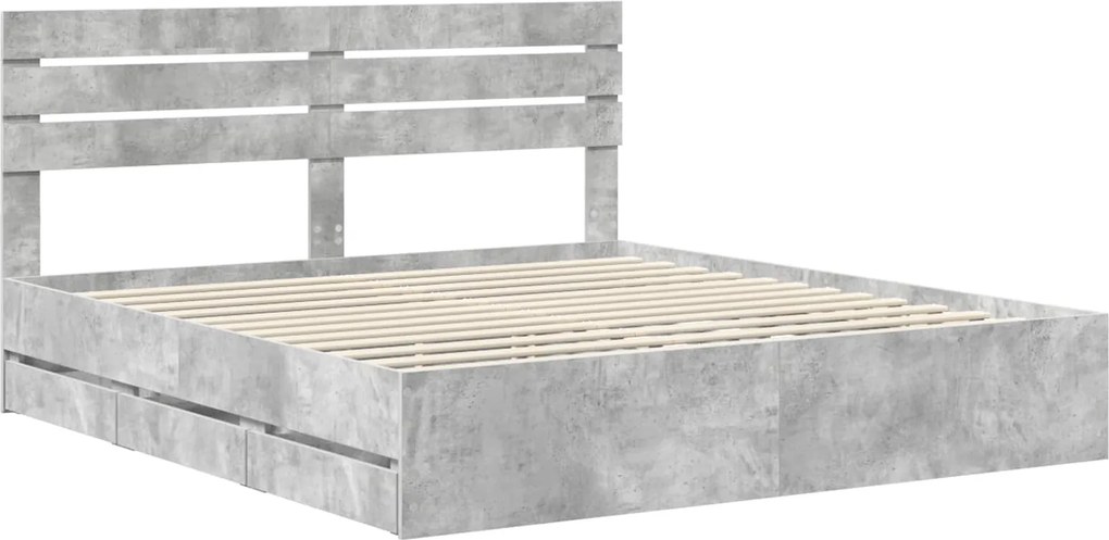 Rám postele s čelo Betonově šedá 180 x 200 cm Inženýrské dřevo 3411486