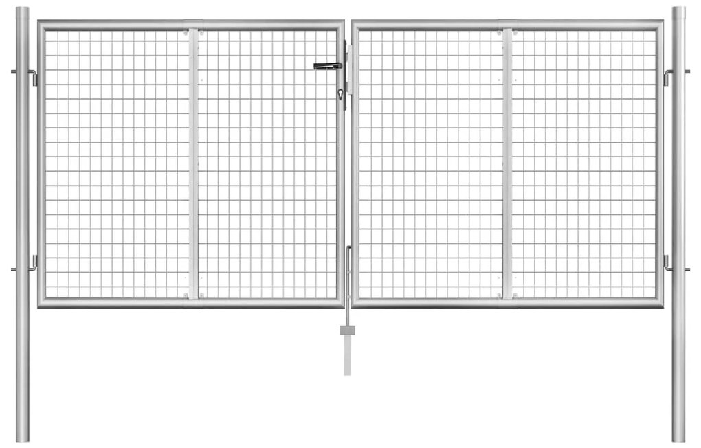 vidaXL Marketos Zahradní branka pozinkovaná ocel 300 x 100 cm stříbrná